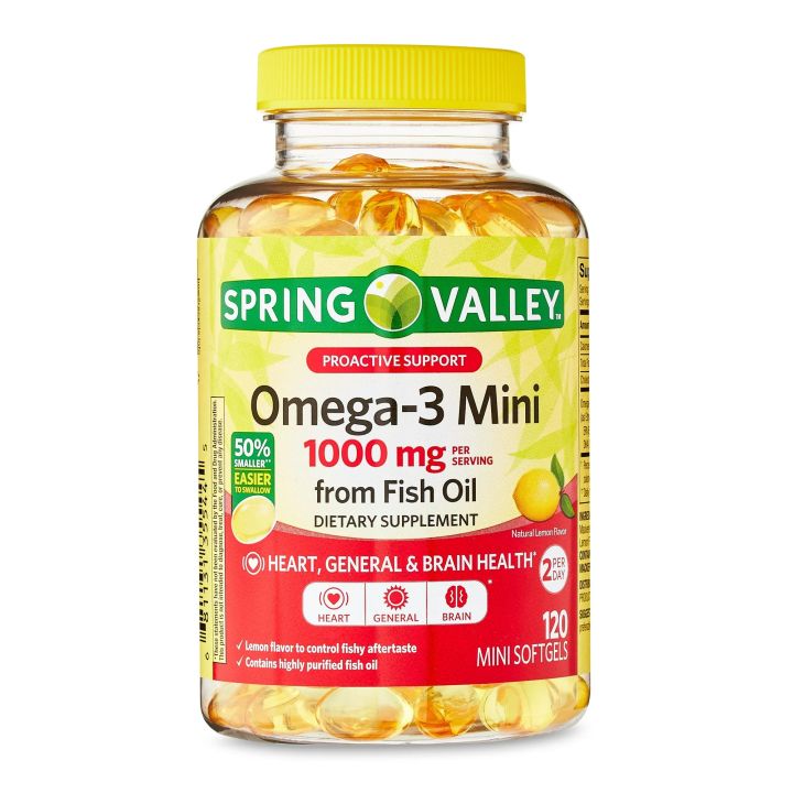 🌟พร้อมส่งจากไทย🌟 Spring Valley Omega-3 1000mg from Fish Oil 120 mini ...
