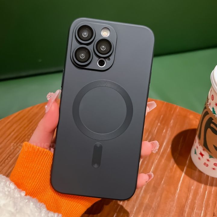 เคสป้องกันเลนส์กันชนผิวด้านแม่เหล็กสำหรับ iPhone 15 Pro Max 15 Plus 14 13 12 11 Pro Max Soft For ...