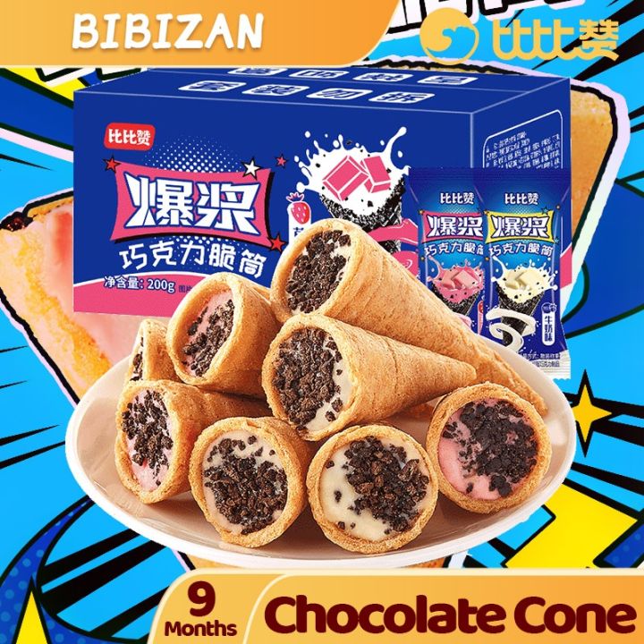 Blasting Ice Cream Chocolate Cone Tip Bite Crispy Creamy Cookies Snacks ...
