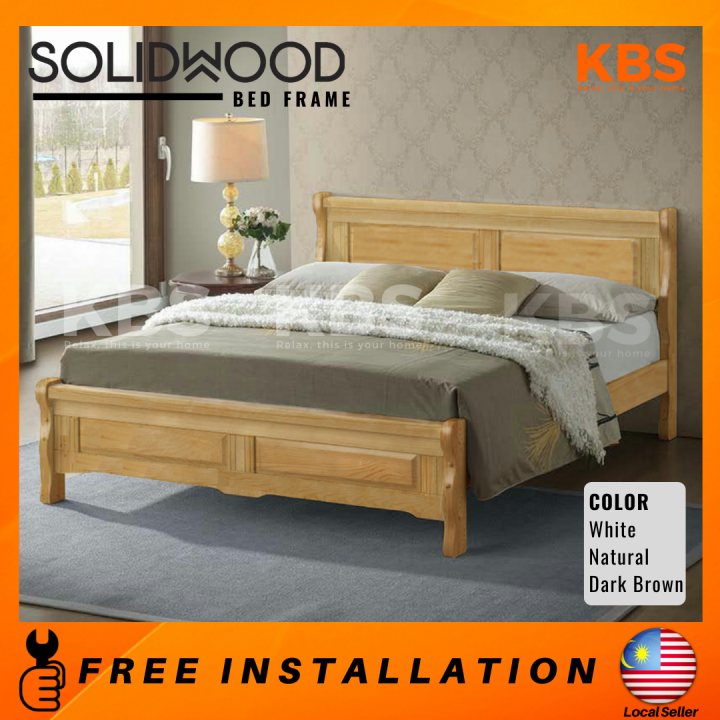 (FREE Installation+Shipping) KBS Aveyy FULL SOLID WOOD Bed Frame ...