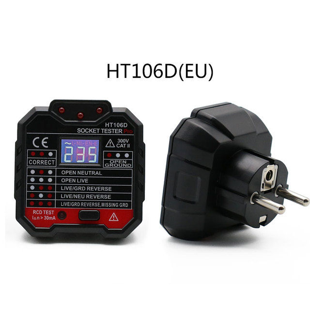 yingke Eu Us Uk Digital Display Plug Socket Tester Neutral Earth Wire ...