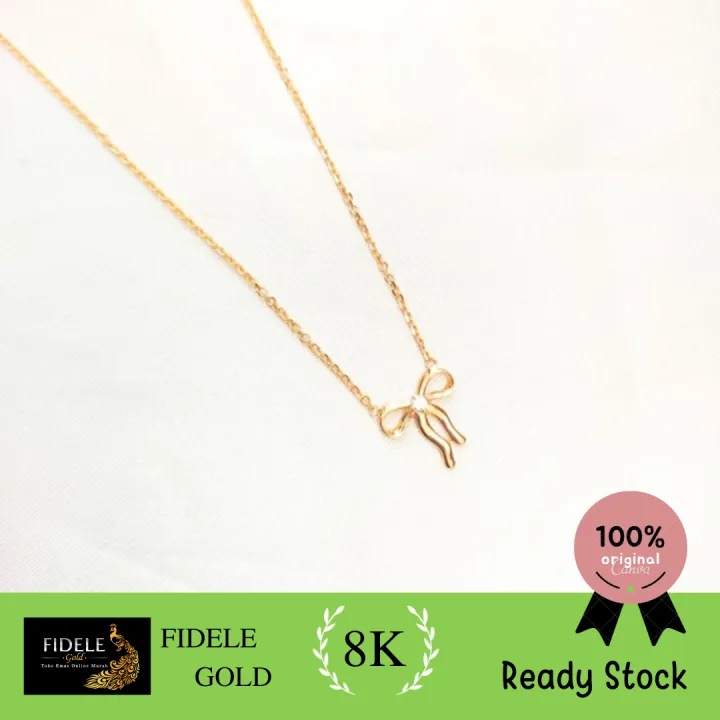 kalung pita model terbaru emas asli kadar muda 375 8k lotus | Lazada ...