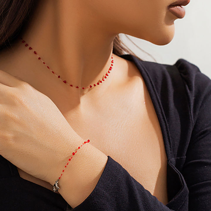 1 Set Goth Dripping Blood Drop Gothic Cross Necklace Y2k Bracelet ...