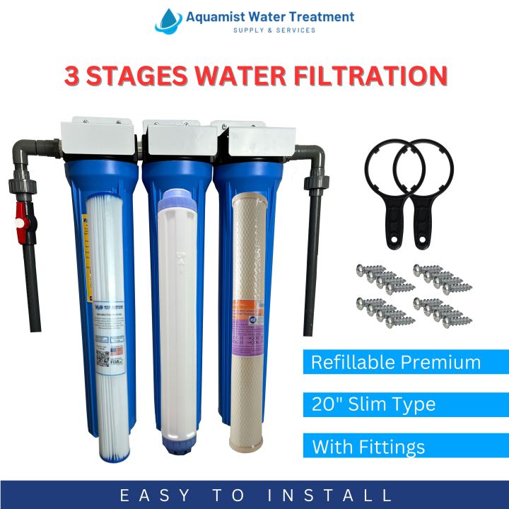 3 Stages Water Filter Refillable Deepwell Premium Heavy Duty Complete ...