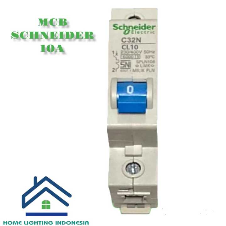 MCB SCHNEIDER 10 AMPERE 10A CL10 C32N BIRU SPLN PLN BENSER 2300W 2300WATT PEMUTUS ARUS KWH ...