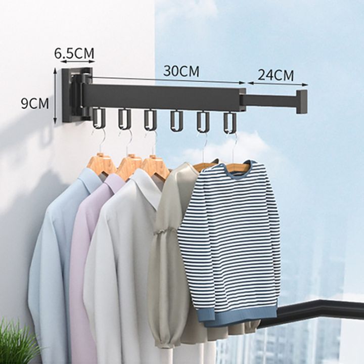 Folding Clothes Hanger Wall Mount Retractable Cloth Drying Rack ...