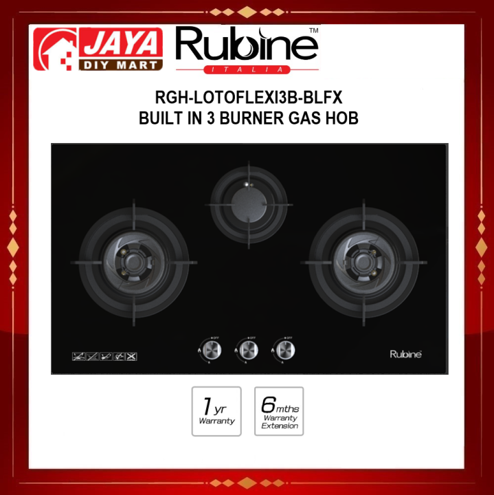 Rubine RGH-LOTOFLEXI3B-BLFX Built In 3 Burner Gas Hob JAYA DIY MART ...