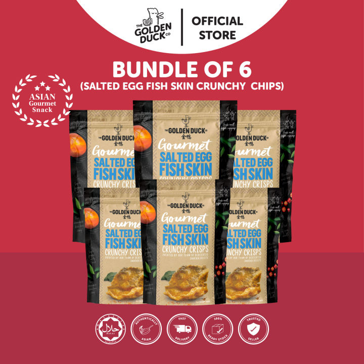 [Bundle of 6] The Golden Duck Salted Egg Fish Skin Crunchy Crisps ...