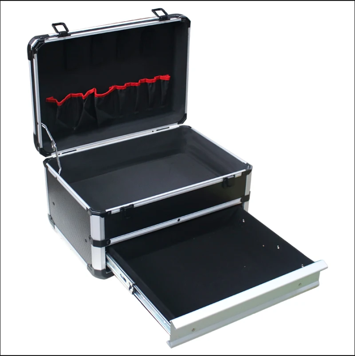 【Support-Cod】 Aluminum Carrying Case Tool box Drawer Type Tool Box ...