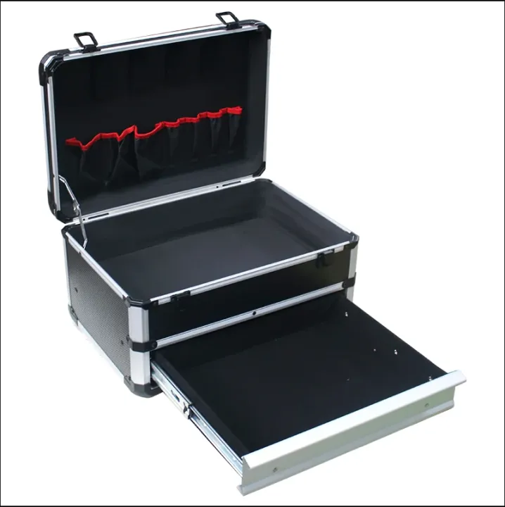 【Support-Cod】 Aluminum Carrying Case Tool box Drawer Type Tool Box ...