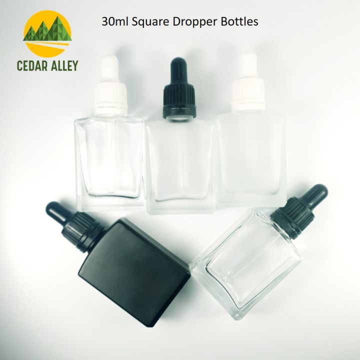 Square Dropper Glass Bottles with Tamper Proof Seal 30ml (Empty Dropper ...