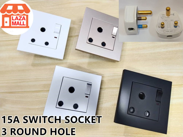 [ SAFETY SIRIM APPROVED ] 15A SWITCH SOCKET OUTLET STANDART 3 ROUND ...