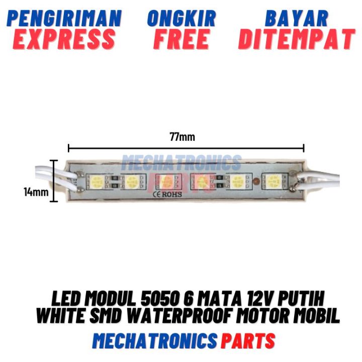 LED MODUL 5050 6 MATA 12V PUTIH WHITE SMD WATERPROOF 6 LED MOTOR MOBIL | Lazada Indonesia