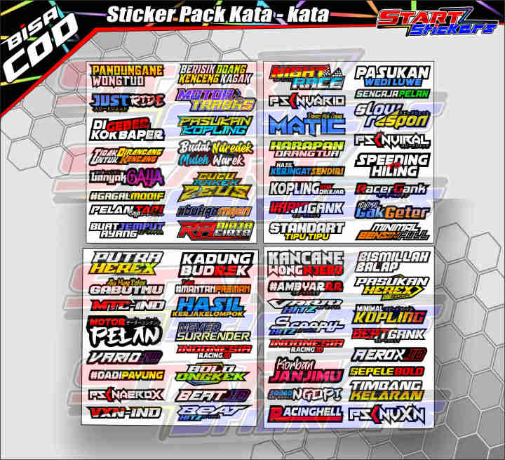STIKER PACK KATA KATA RACING / STIKER PACK HEREX / STIKER PACK KEREN ...