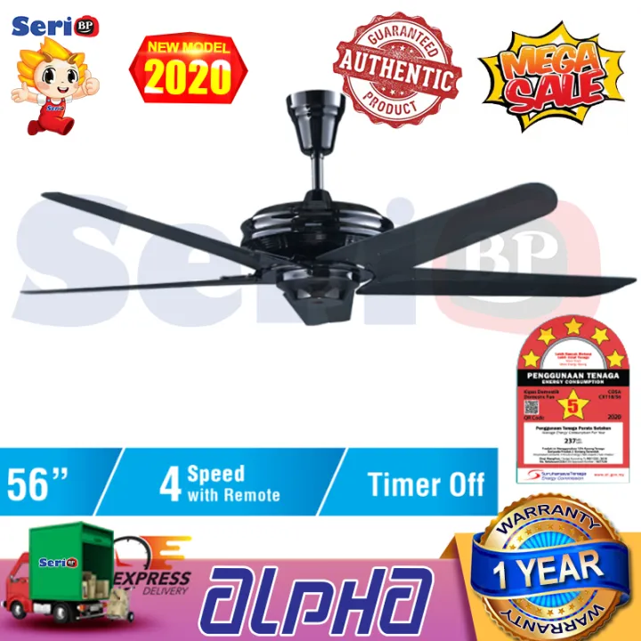 NEW MODEL Alpha 56 inch Ceiling Fan 5 Blades WITH 4 Speed Remote CX-118 ...