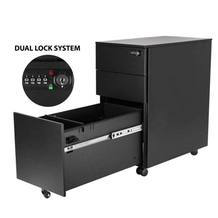 NEW! 3-Layer Steel Pedestal Office Drawer Home Cabinet File Drawer ...