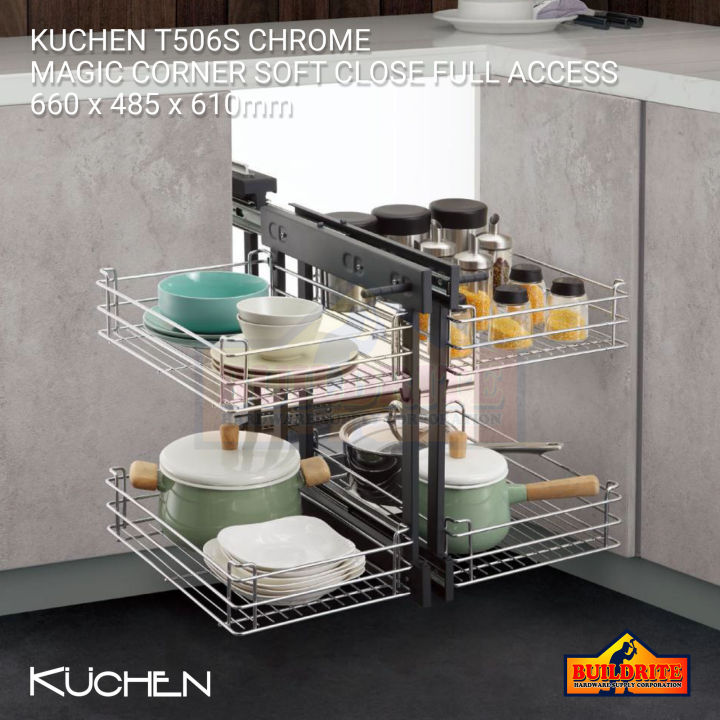Kuchen KCH.T506S.CH 1 set 660 X 485 X 610 mm Chrome Steel Magic Corner Left and Right Opening ...