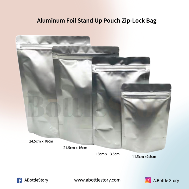 Aluminum Foil Stand Up Pouch Zip-Lock Bag (Silver) | Lazada