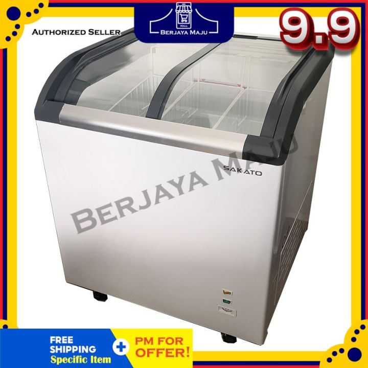 Sakato 300L 2 Door Curved Sliding Glass Chest Freezer SCG-265 | Lazada