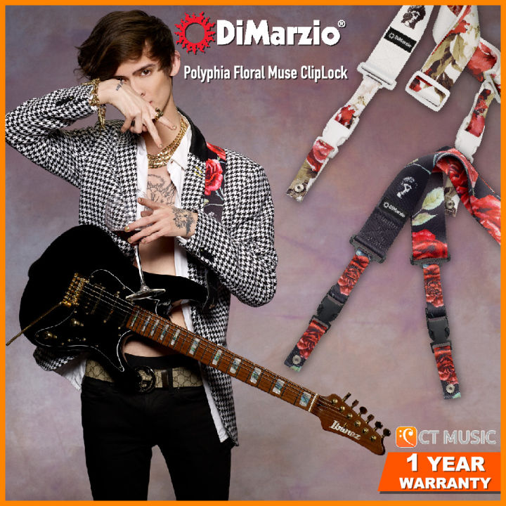 DiMarzio Polyphia Floral Muse ClipLock สายสะพายกีตาร์ เบส Dimarzio ...