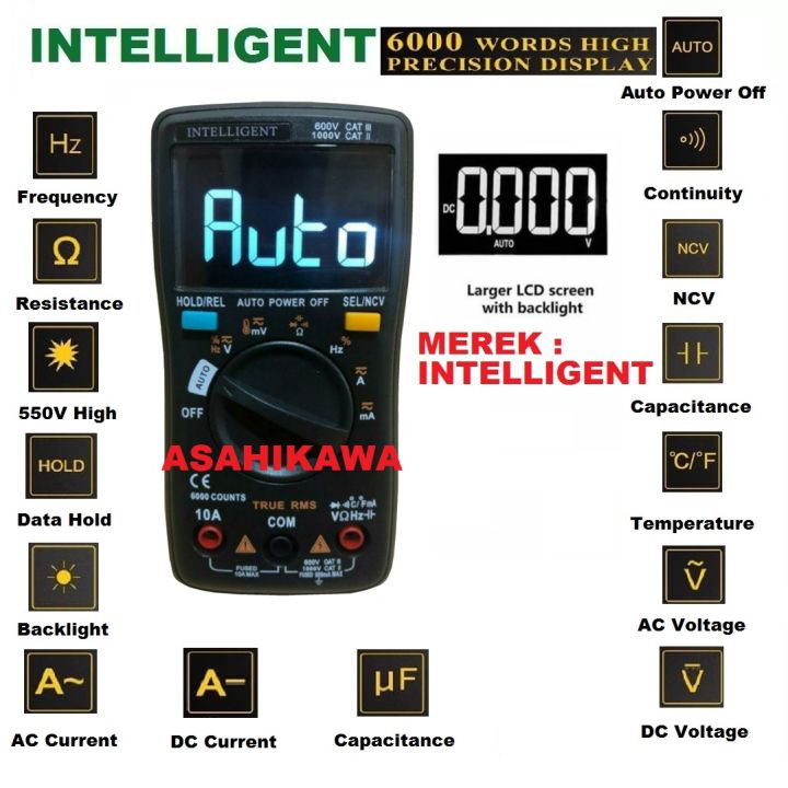 Intelligent Auto Multimeter Digital Avometer Multitester Alat Pengukur ...
