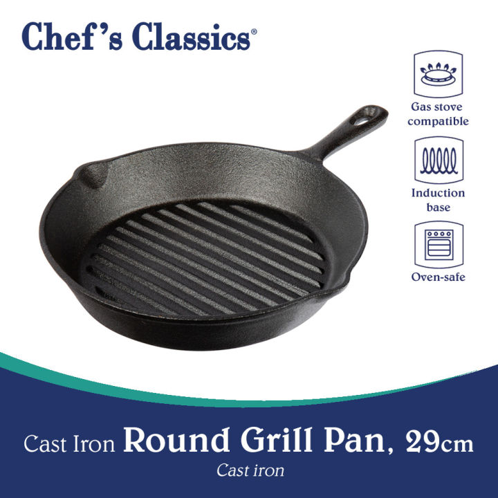 Chef's Classics Cast Iron Round Grill Pan, 29cm | Lazada PH