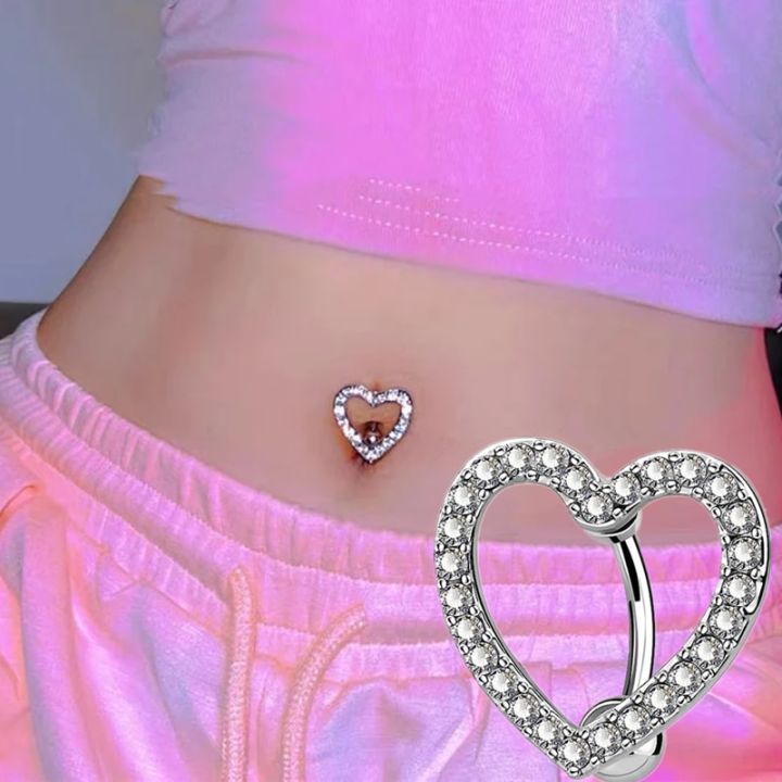 1Pcs Crystal Heart Shape Snake Shape Butterfly Belly Button Ring Navel Nail Navel Stainless ...