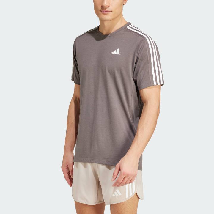 adidas Running Own the Run 3-Stripes Tee Men Brown IV9952 | Lazada PH