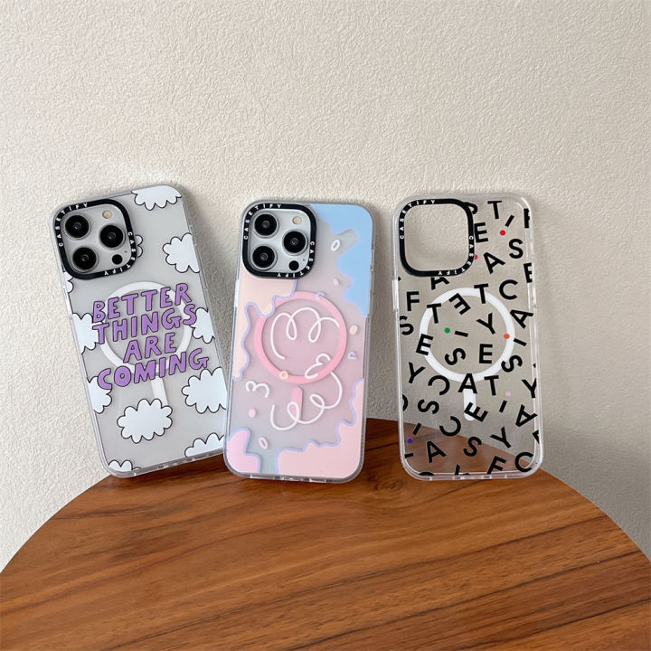 Full Screen CASETiFY Line Art Ice Crystal Clear Magsafe Phone Case for ...