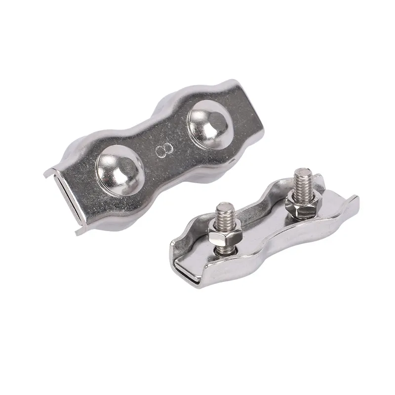 10Pcs M2/M3/M4 Stainless Steel Wire Clips Double Grips Steel Rope Clamp ...