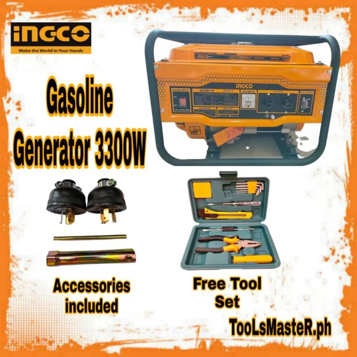 INGCO Gasoline Generator 3.5KVA/3300W GE35005-5P FREE tool set | Lazada PH