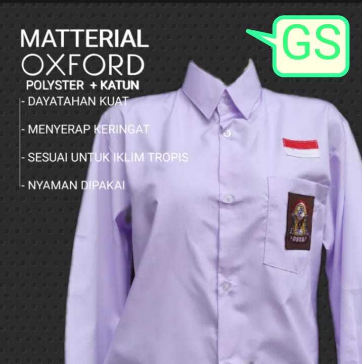 Baju putih lengan panjang SMA/SMK bahan GS Oxford Seragam sekolah ...