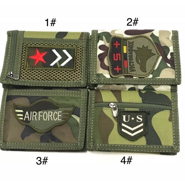 Army Camouflage Fashion Trifold Men Wallet Nylon Zipper Cheque Coin ...