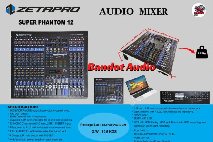 MIXER AUDIO ZETAPRO SUPER PHANTOM 12, COMPRESSOR / Zetapro Original | Lazada Indonesia