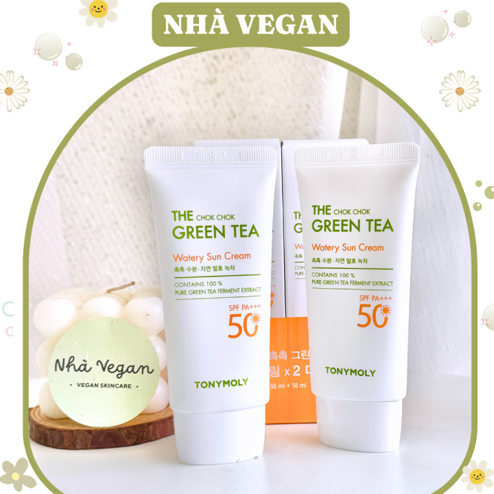 KEM CHỐNG NẮNG TONYMOLY CHOK CHOK THE GREEN TEA WATERY SUN CREAM SPF50+ PA+++ 50ML | Lazada.vn