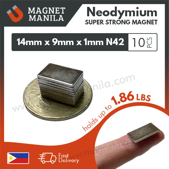 10 pcs 14mm x 9mm x 1mm Neodymium Magnet, N42 Super Strong Rare Earth ...