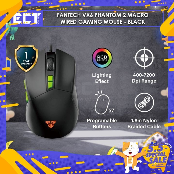 Fantech VX6 Phantom 2 Macro Wired Gaming Mouse - Black / White (FT ...