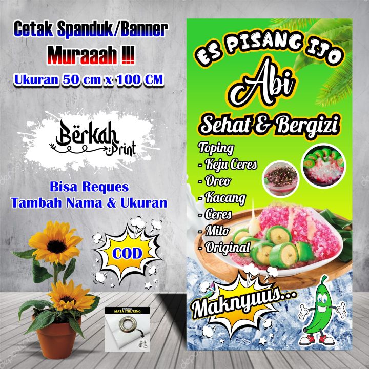 Spanduk Banner Es Pisang Ijo Ukuran 50 cm x 100 cm | Lazada Indonesia