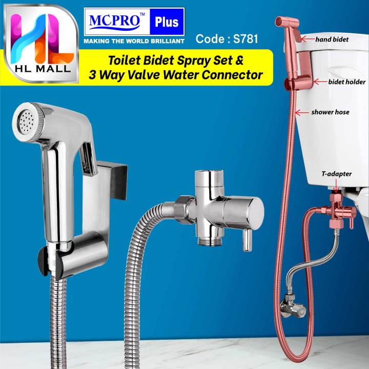 MCPRO 3 Way Diverter Valve Connector SET with Hand Bidet and Flexible ...