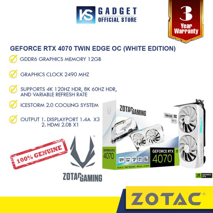 ZOTAC GAMING GeForce RTX 4070 Twin Edge OC (White Edition) 12GB GDDR6 ...
