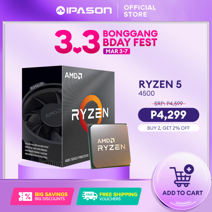 Ipason AMD Ryzen™ 5 4500 Desktop Processor (Socket AM4, CPU Cooler Included) | Lazada PH