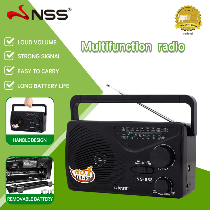 NSS Portable Radio Speaker HI-FI Super Sound FM AM SW1-4 Band Transistor Radio AC DC Operated NS ...