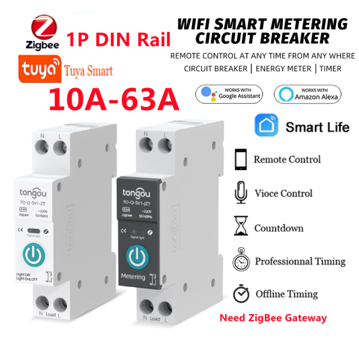 E Life Smart Store Tuya Zigbee Circuit Breaker With Metering 1P 10A-63A ...