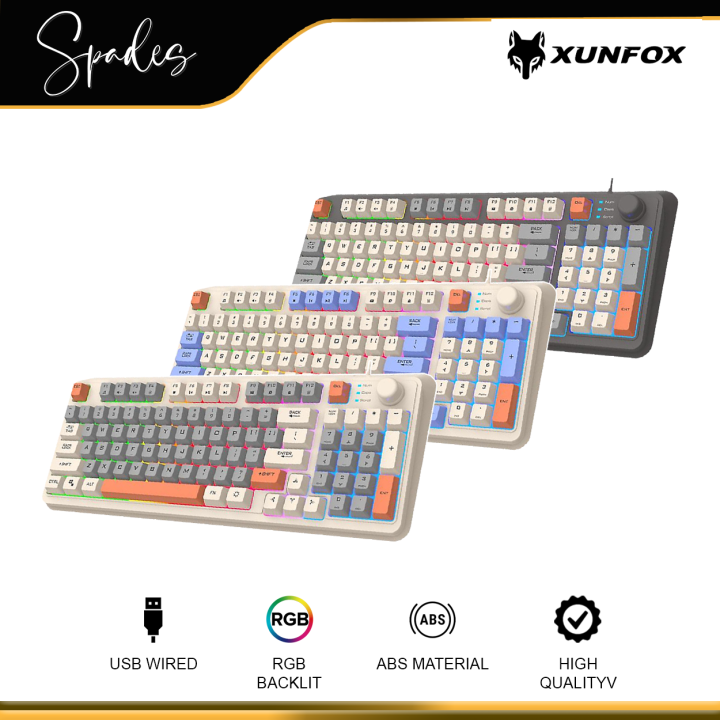 Xunfox K82 Backlit 94 Key Mixed Ledlight Contrast Color USB Wired ...