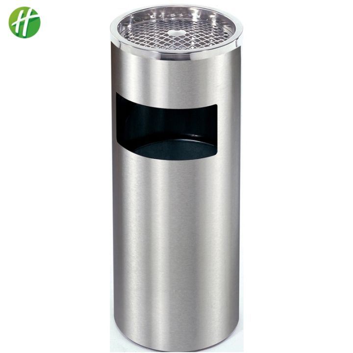 High Quality Stainless Ashtray Round Trash Bin with Bucket Inside Waste ...