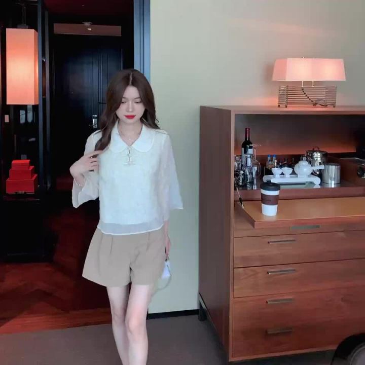 HZM 2024เสื้อชุดกี่เพ้าคอปกแบบมีกระดุมสำหรับผู้หญิงสำหรับฤดูใบไม้ผลิและฤดูใบไม้ร่วงเสื้อจีนใหม่ ...