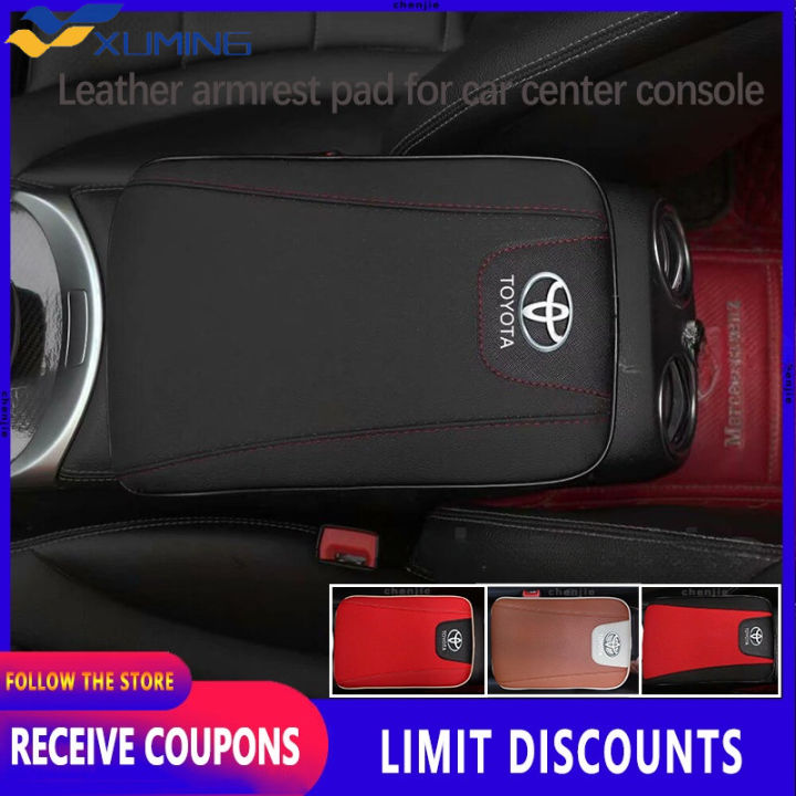 Xuming for Toyota Leather Car Central Armrest Pad Black Auto Center ...
