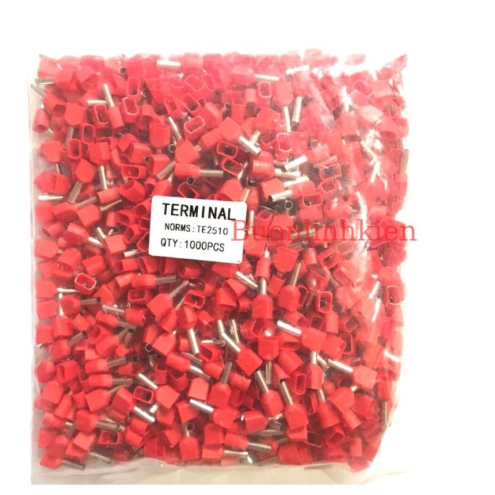 Đầu cos pin rỗng đôi TE2510 nối 2 dây 2.5mm, (100 cái) cos kim đôi, cốt ...