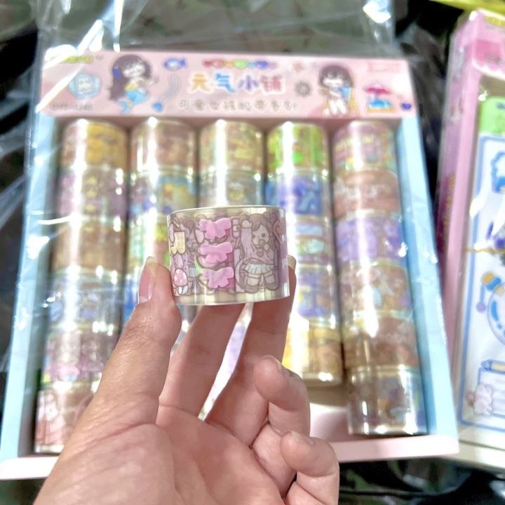 sỉ hộp 30 cuôn băng dính sticker đáng yêu bằng nhựa trong bản to ...