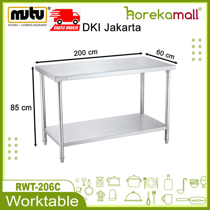 Meja Stainless 2 meter Lebar 60cm / Meja Dapur Stainless / Meja Makan ...